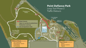 Vehicle and pedestrian directions during construction at Point Defiance ...